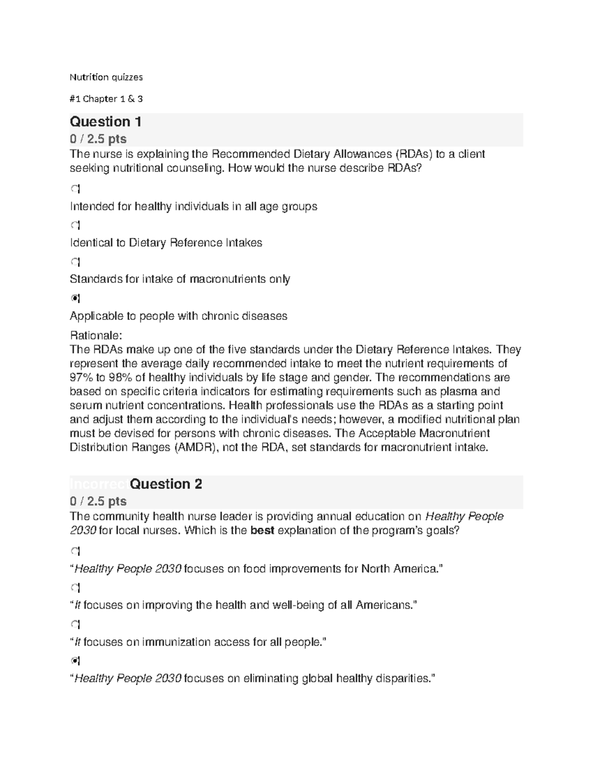 Nutrition Quizzes - BSN4 Study Guide on Dietary Guidelines and Health ...