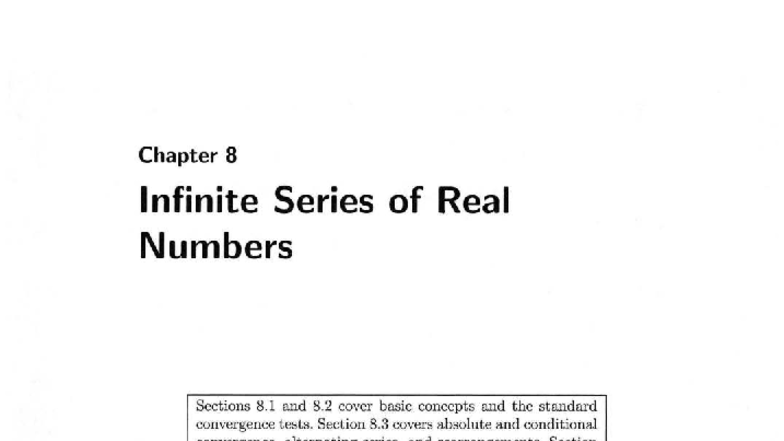 Chapter 8: Infinite Series of Real Numbers - Key Concepts and Tests ...