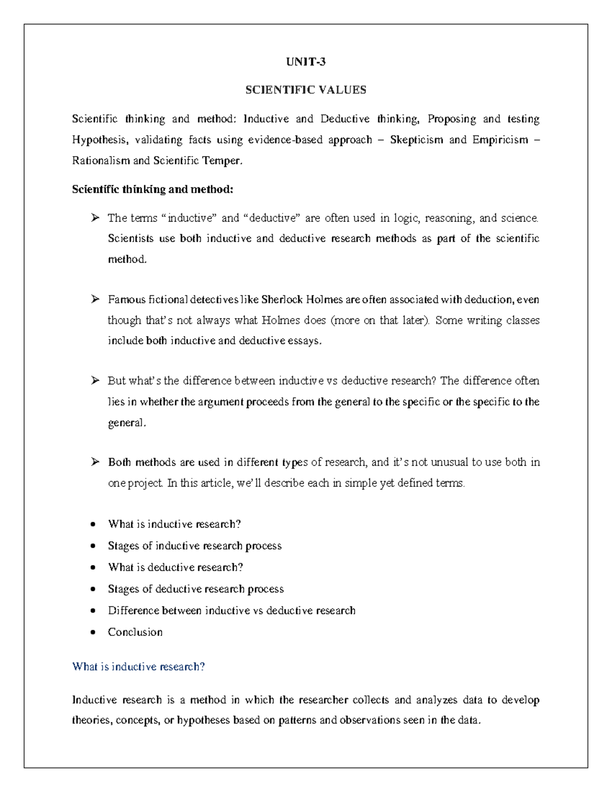 GE3791 - HVE: Scientific Thinking, Inductive & Deductive Methods - Studocu