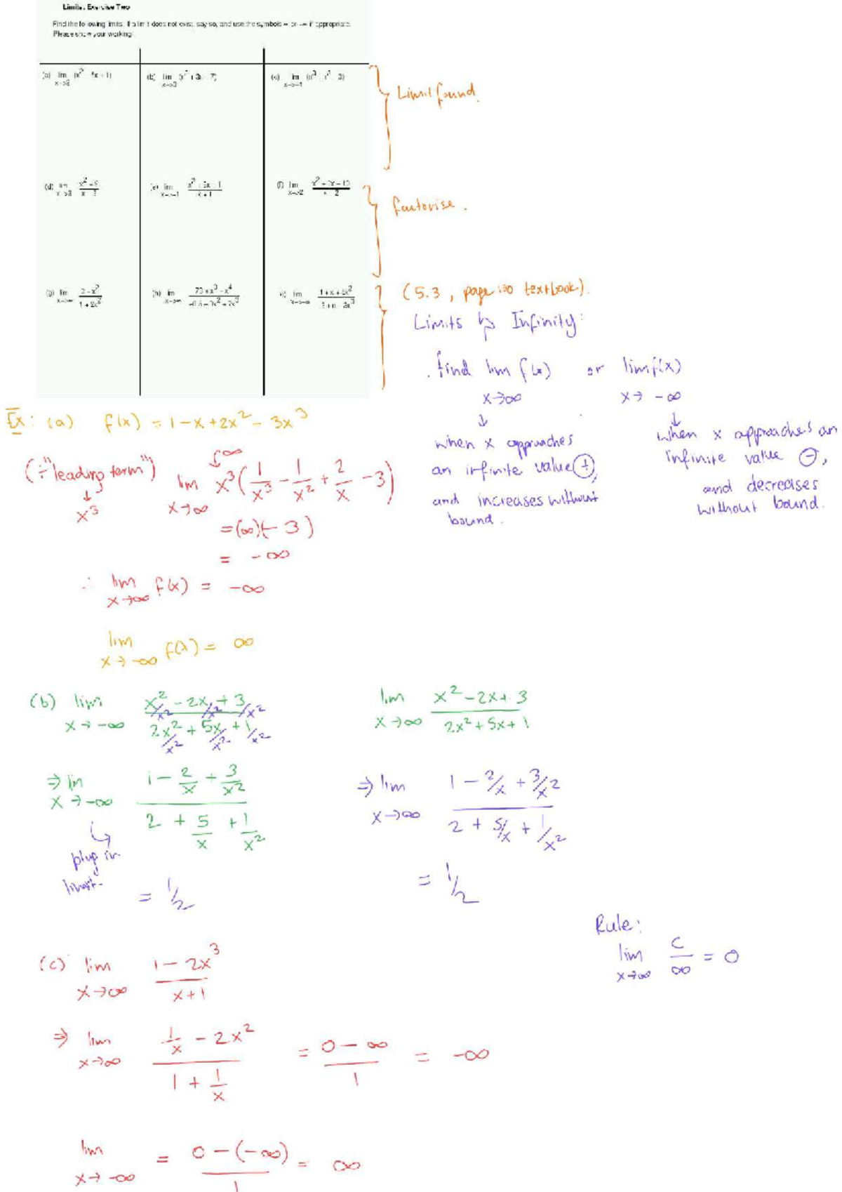 Limits (MATH101): Exercise Two Solutions and Working Steps - Studocu
