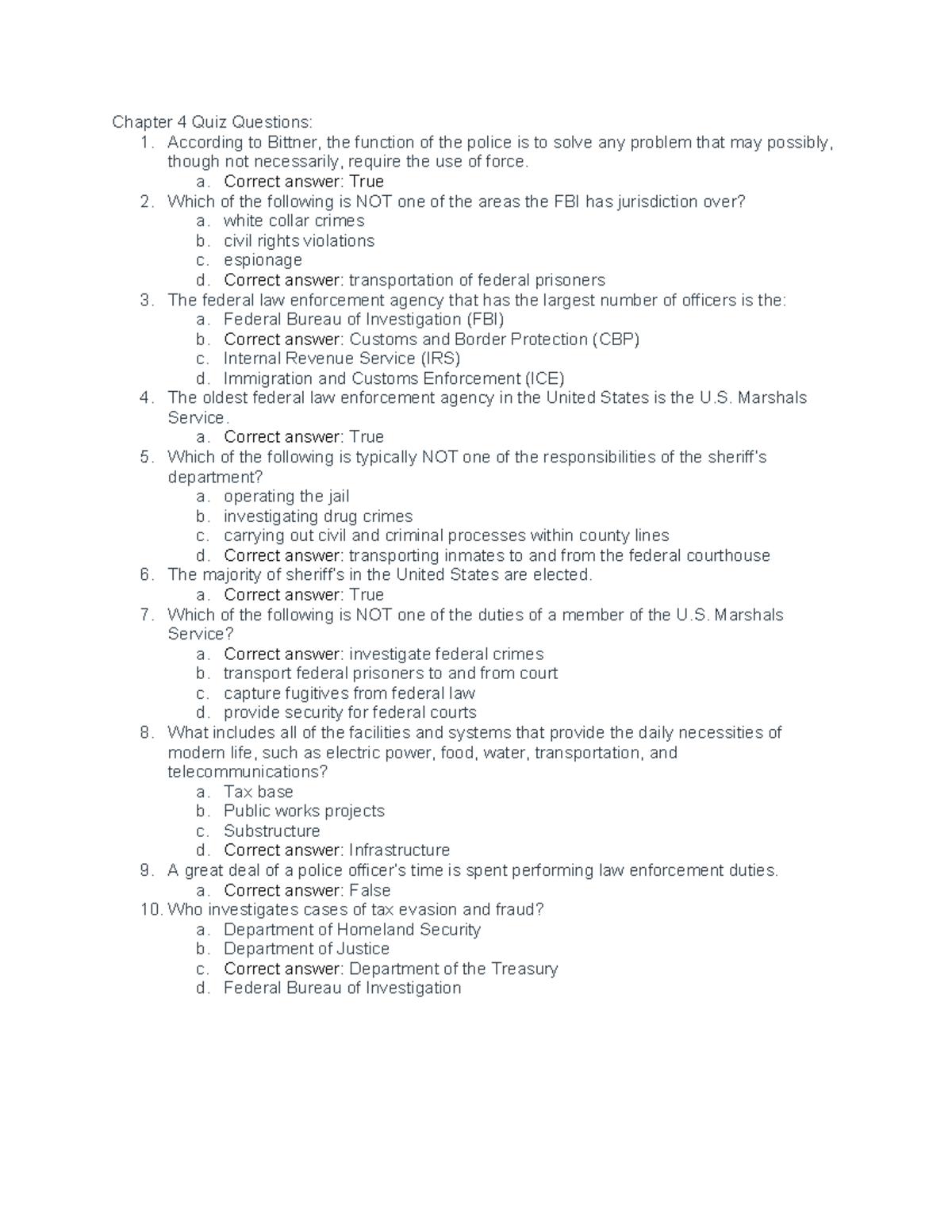 Chapter 4 & 5 Quiz Questions: Law Enforcement 101 (LE101) - Studocu