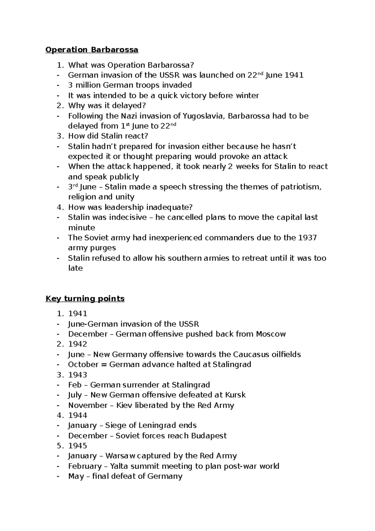 21 - Operation Barbarossa: Key Events and Impacts in the Great ...