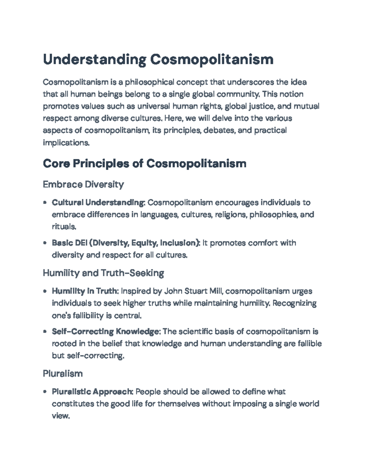 Understanding Cosmopolitanism: Principles, Practices, and ...