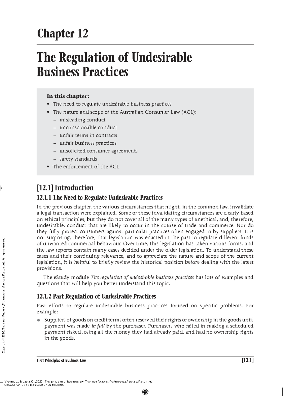 Chap 12 - Regulation of Undesirable Business Practices in Australia ...