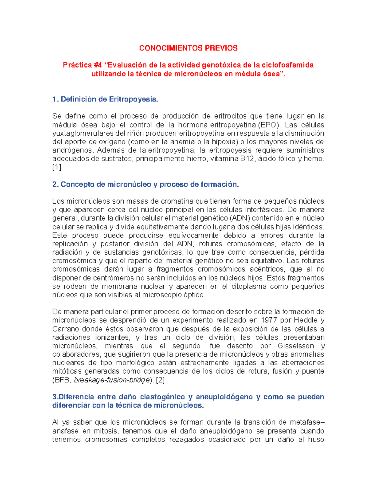 Estudio de Toxicología en Médula Ósea: Práctica #4 de Genotoxicidad ...