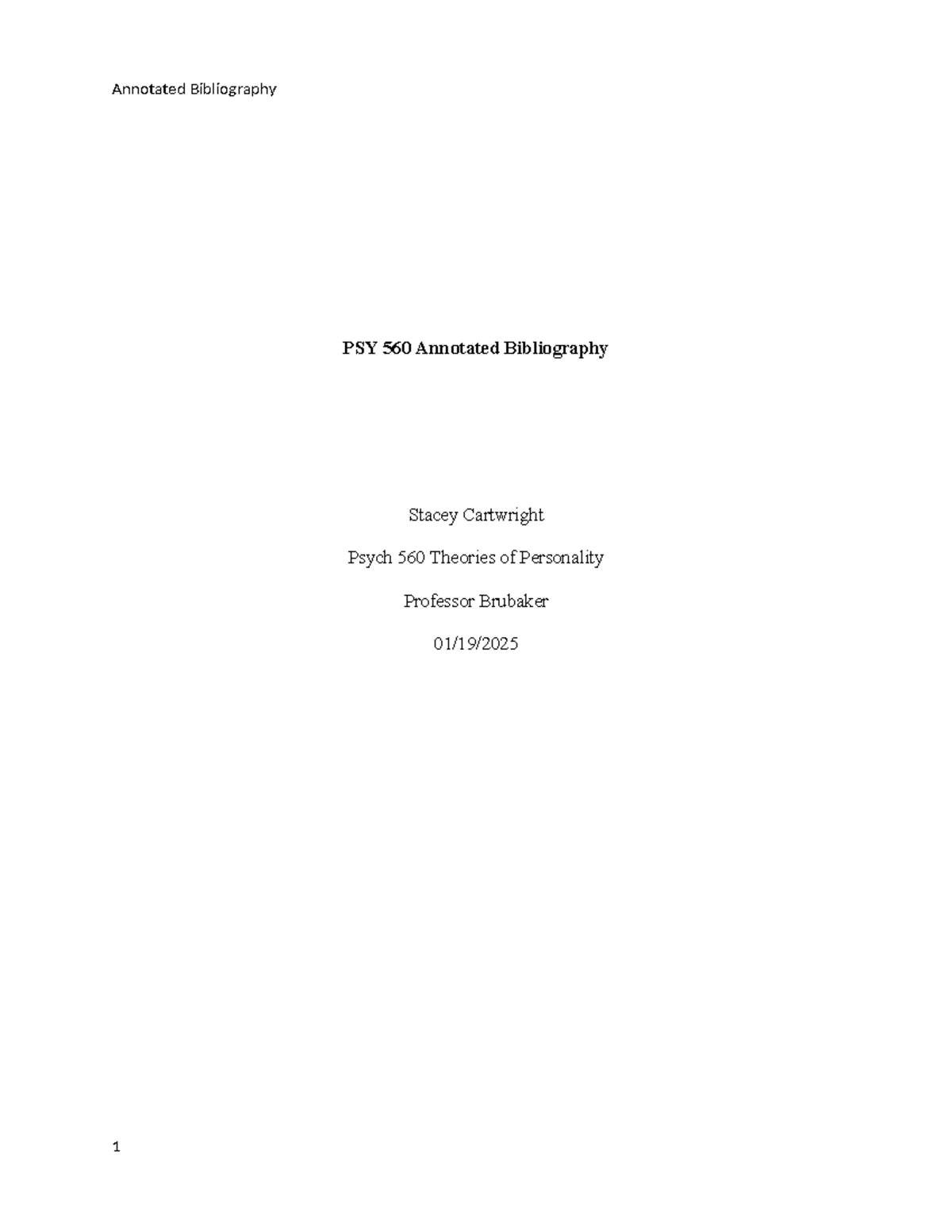 PSY 560 Annotated Bibliography week 2 - PSY 560 Annotated Bibliography ...