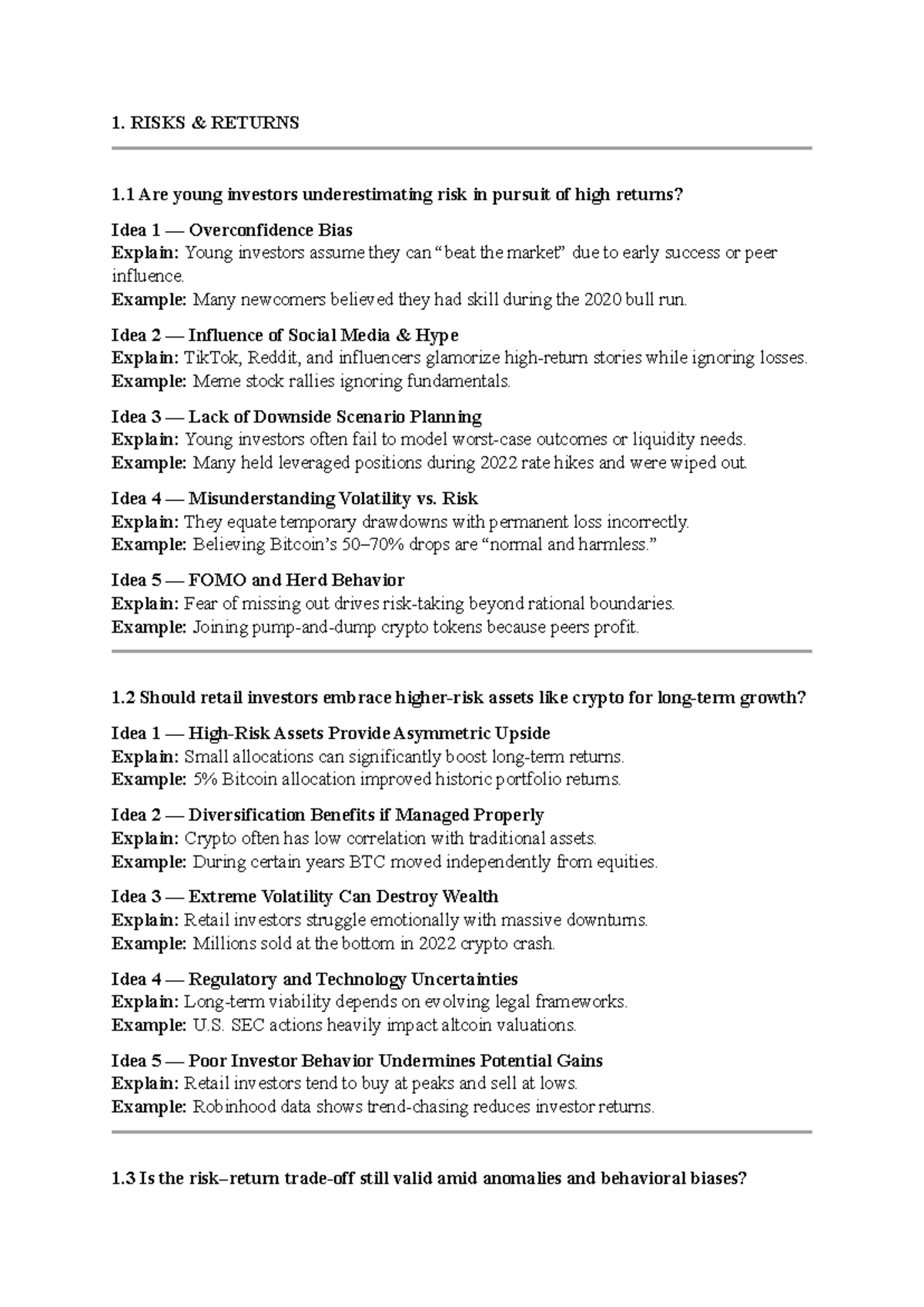 Risks and Returns: Insights for Young Investors (ESP3 Essay Ideas ...