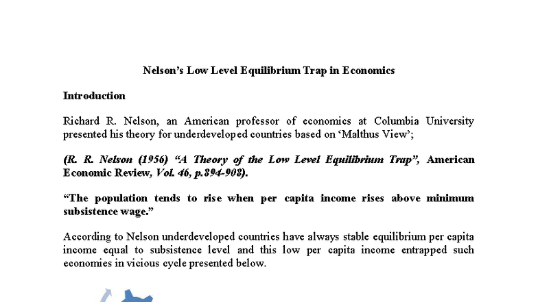 Nelson's Low Level Equilibrium Trap in Economics: An Overview - Studocu