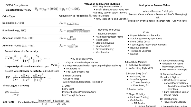 EC234, Cheat Sheet: Valuation, Revenue Multiples & Competitive Balance ...