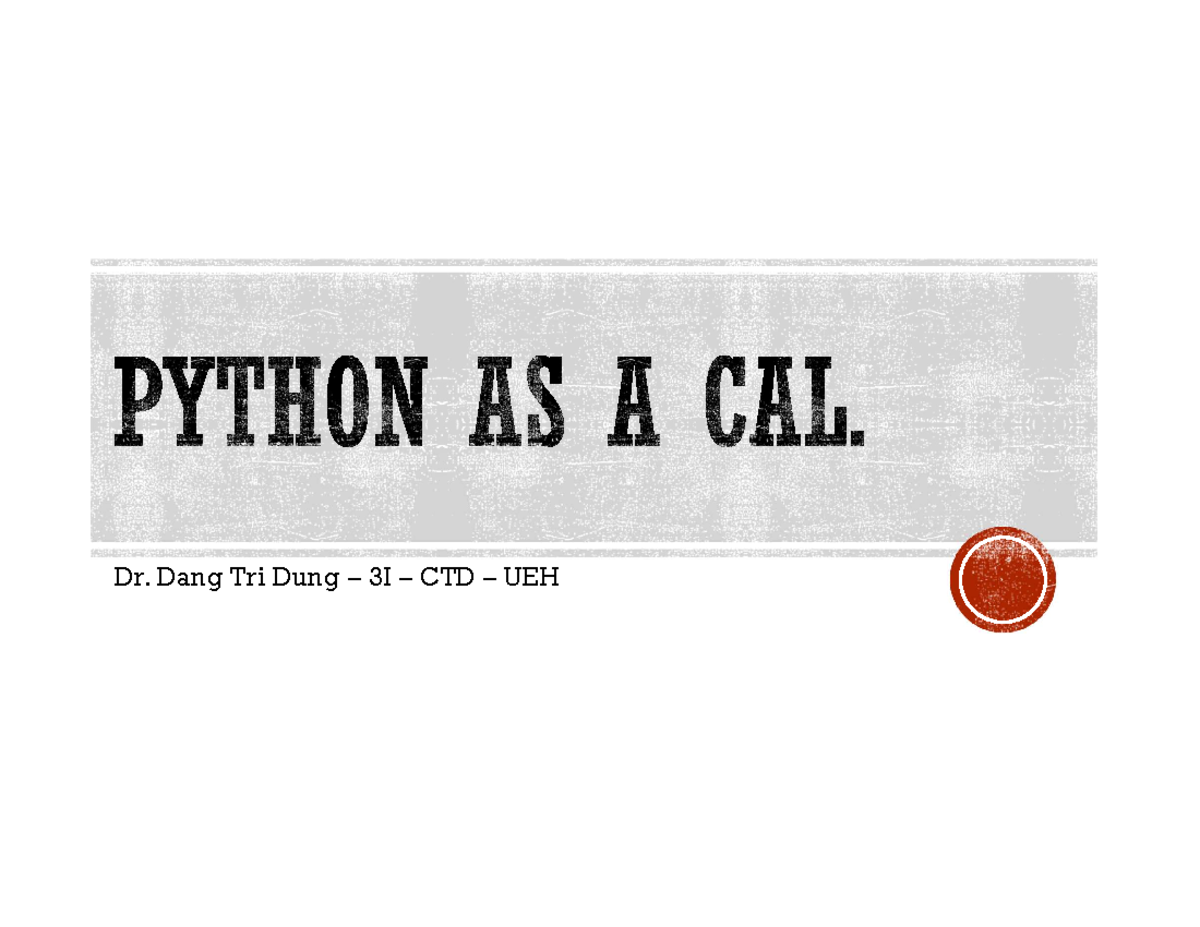 Python Operators Overview - 3I - CTD - UEH - Studocu