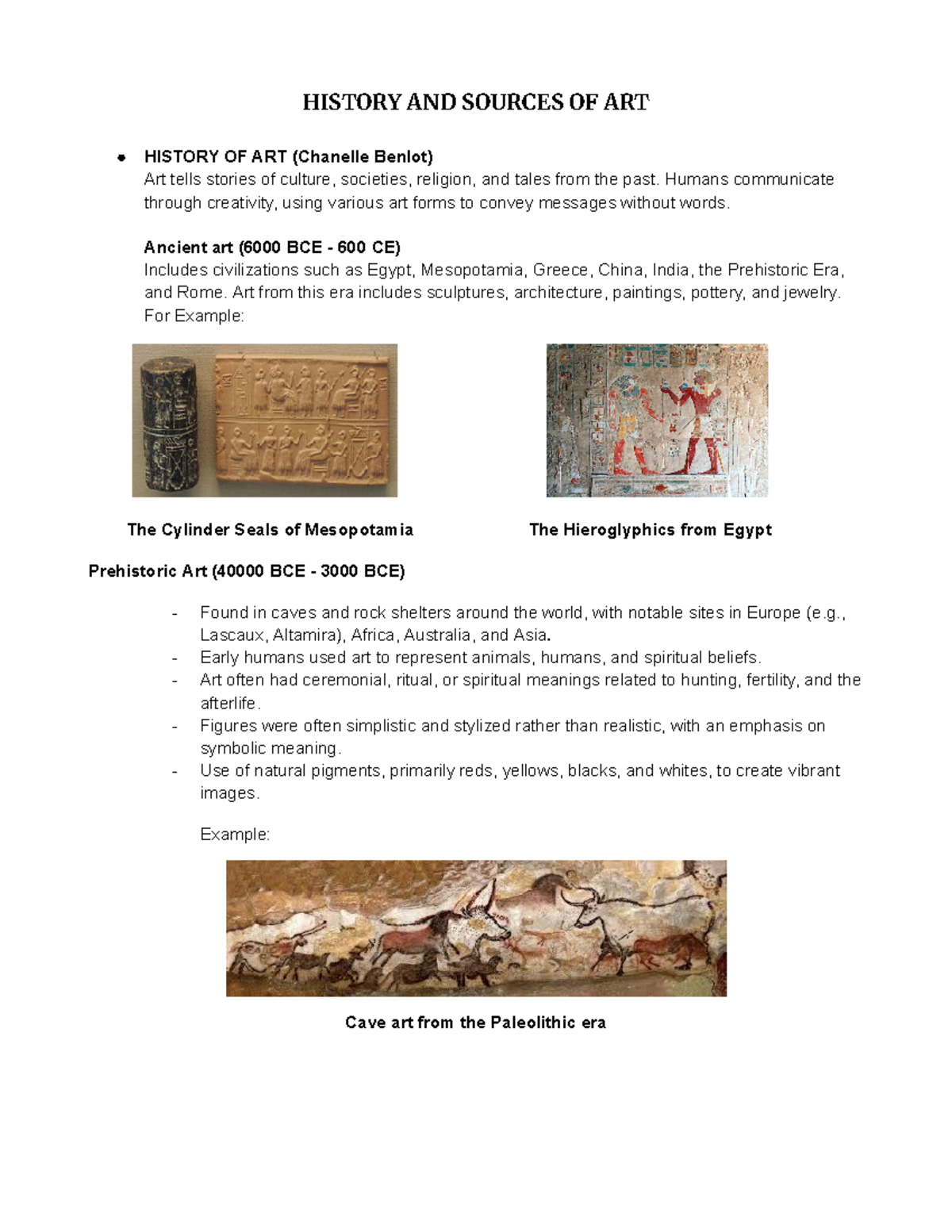 History and Sources of Art: An In-Depth Study (HIST 101) - Studocu