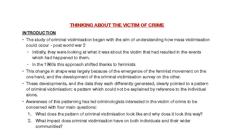 TUT 4 Criminal Policy: Understanding Victimization and Justice Dynamics ...