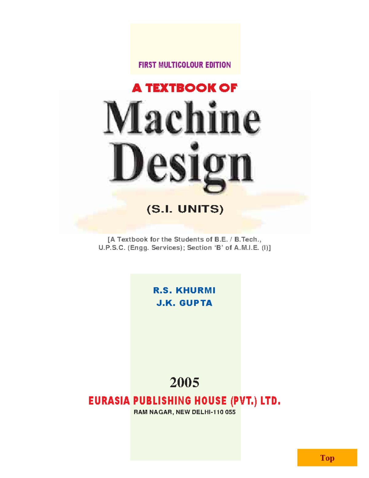 A.M.I.E. Machine Design Textbook (S.I. Units) - Multicolour Edition ...
