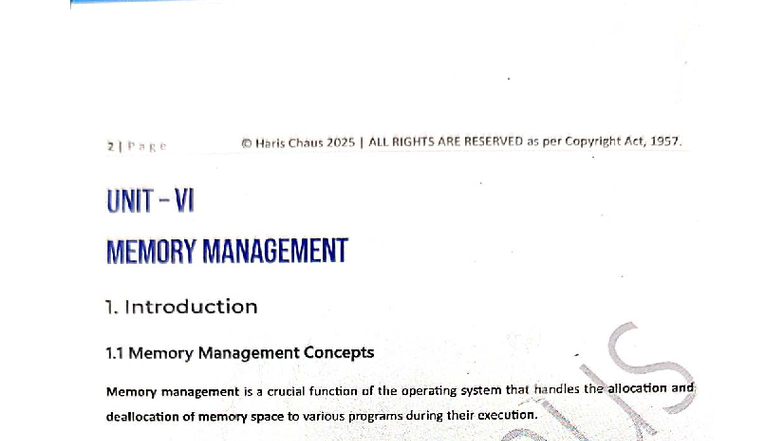 Memory Management Concepts and Techniques - SPOS@6 - Studocu