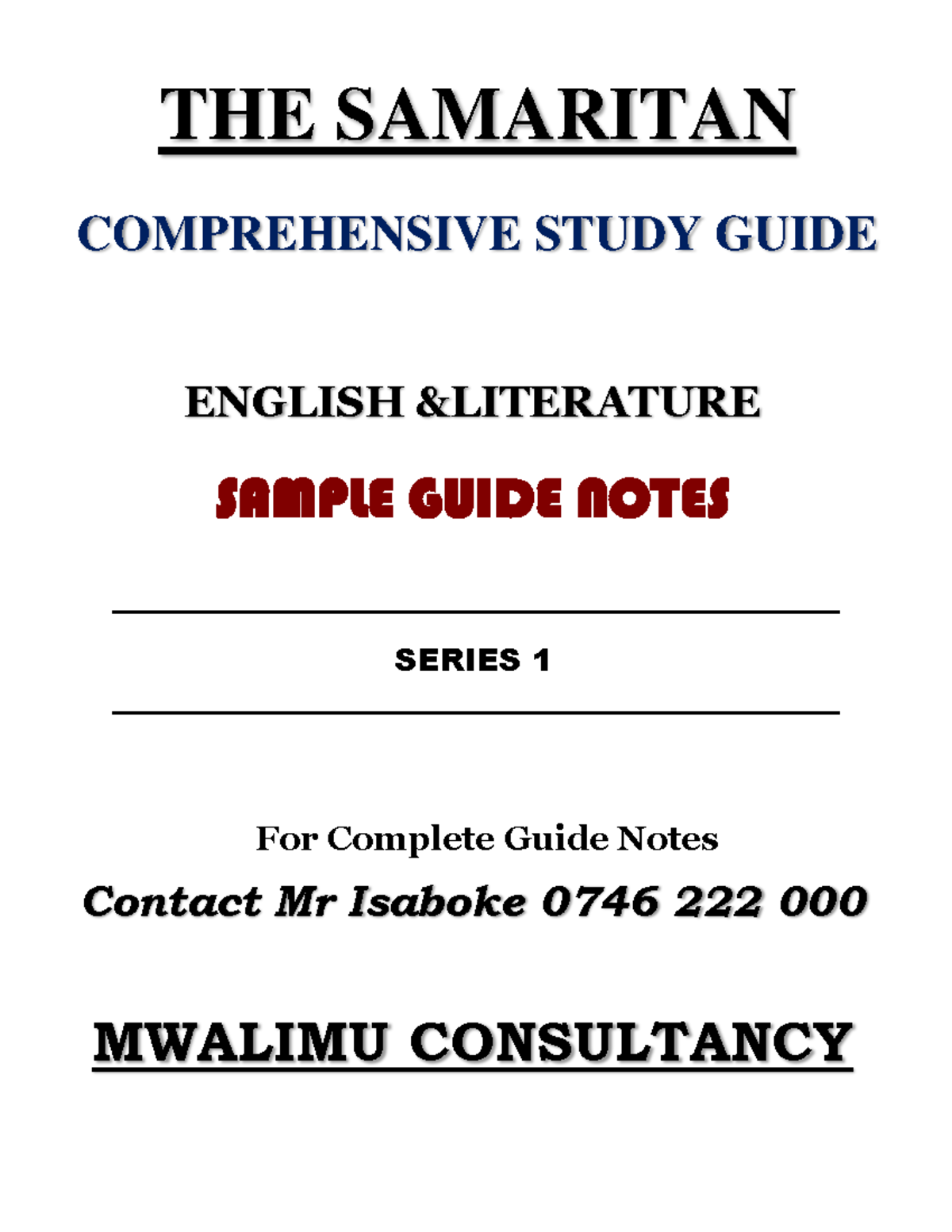 Samaritan Analysis: Comprehensive Study Guide for English & Literature ...