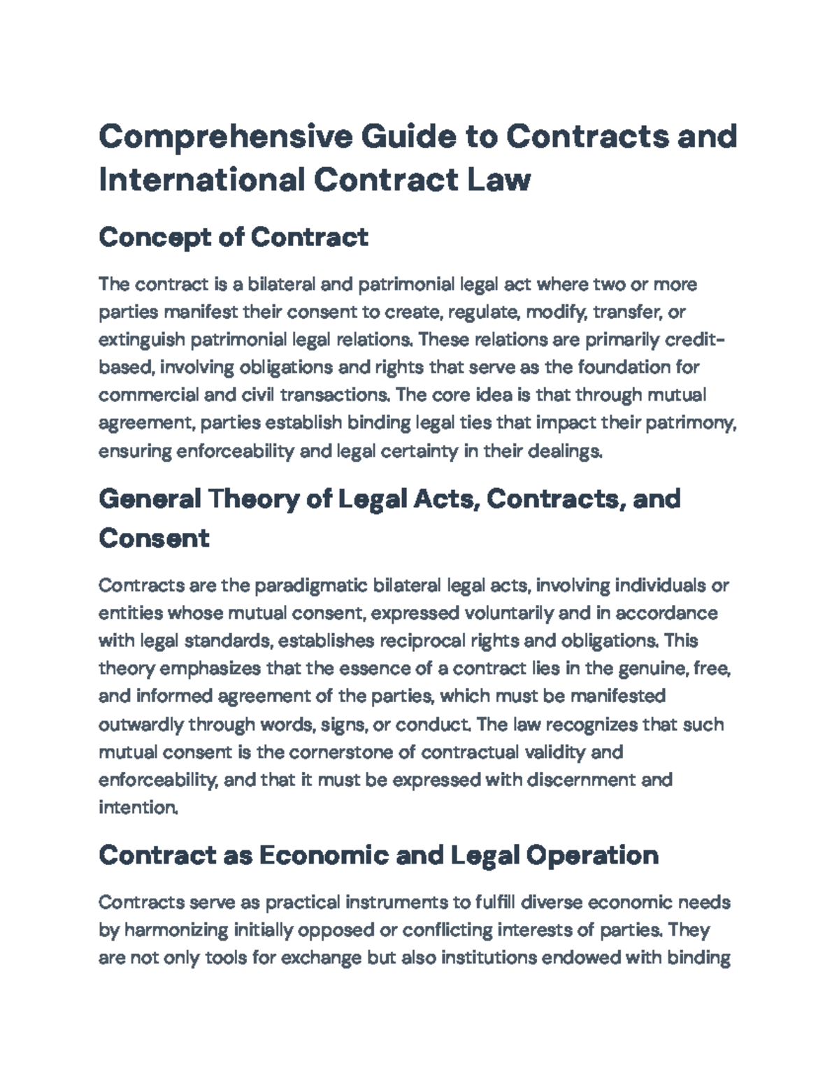 Comprehensive Guide to Contracts & International Contract Law (LAW 101 ...