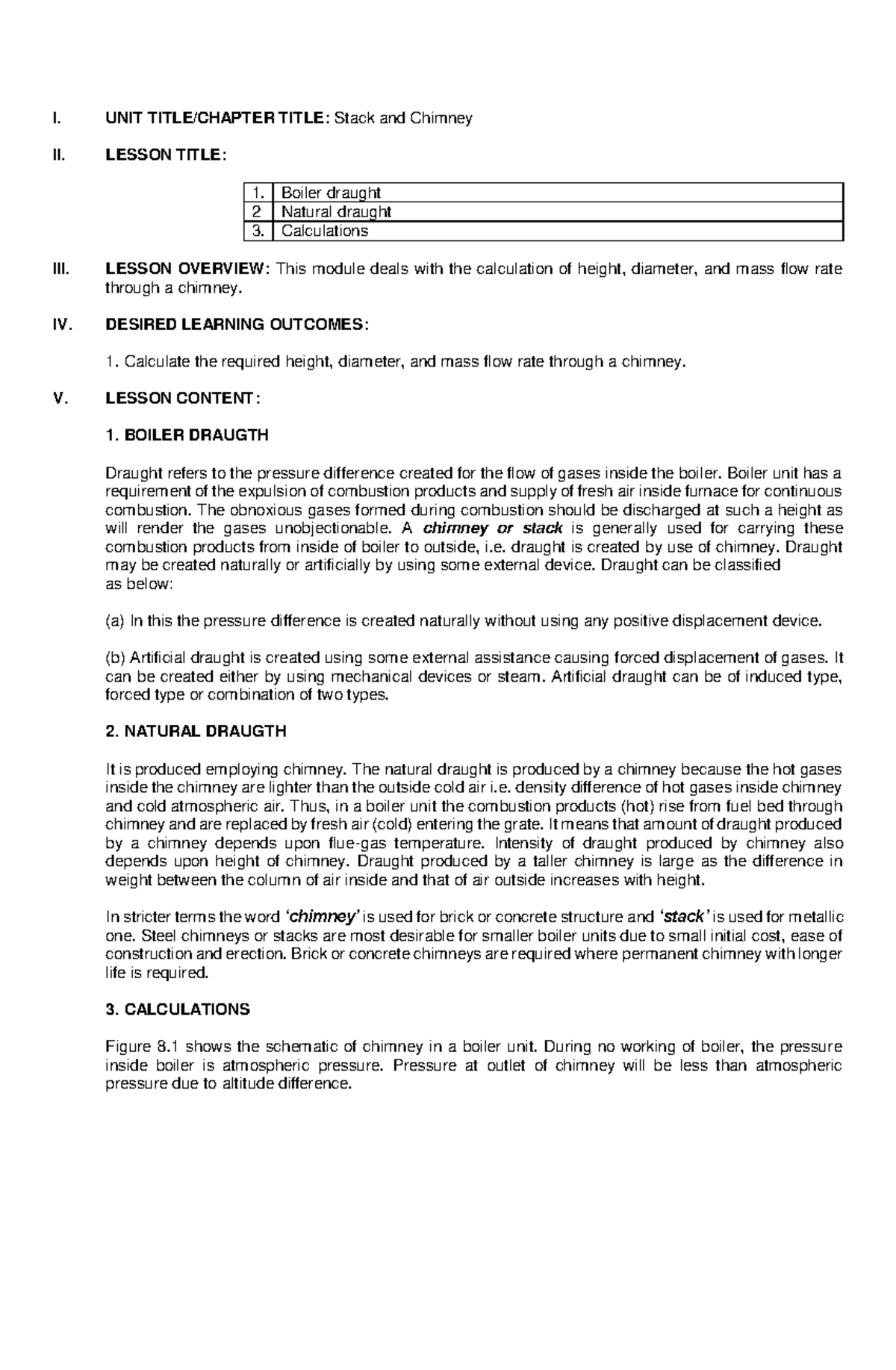 IM06. Lesson on Stack and Chimney: Draught Calculation Techniques - Studocu