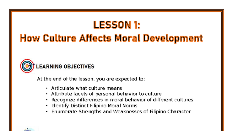 DSSP 2020 Lesson 1: Exploring Culture and Filipino Morality - Studocu