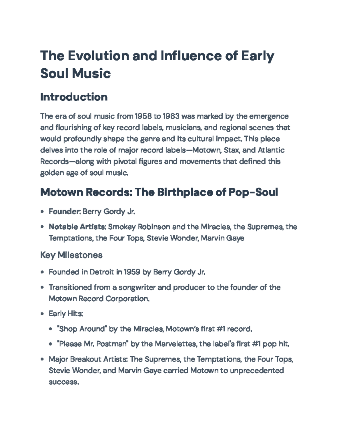 The Evolution and Impact of Early Soul Music (1958-1963) - The ...