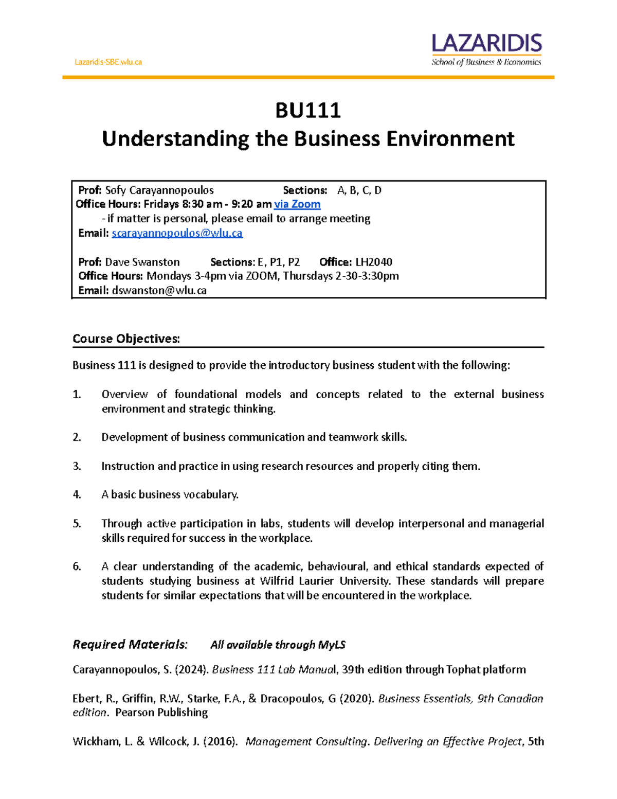 F24 BU111 Course Outline: Essential Information & Resources - Studocu