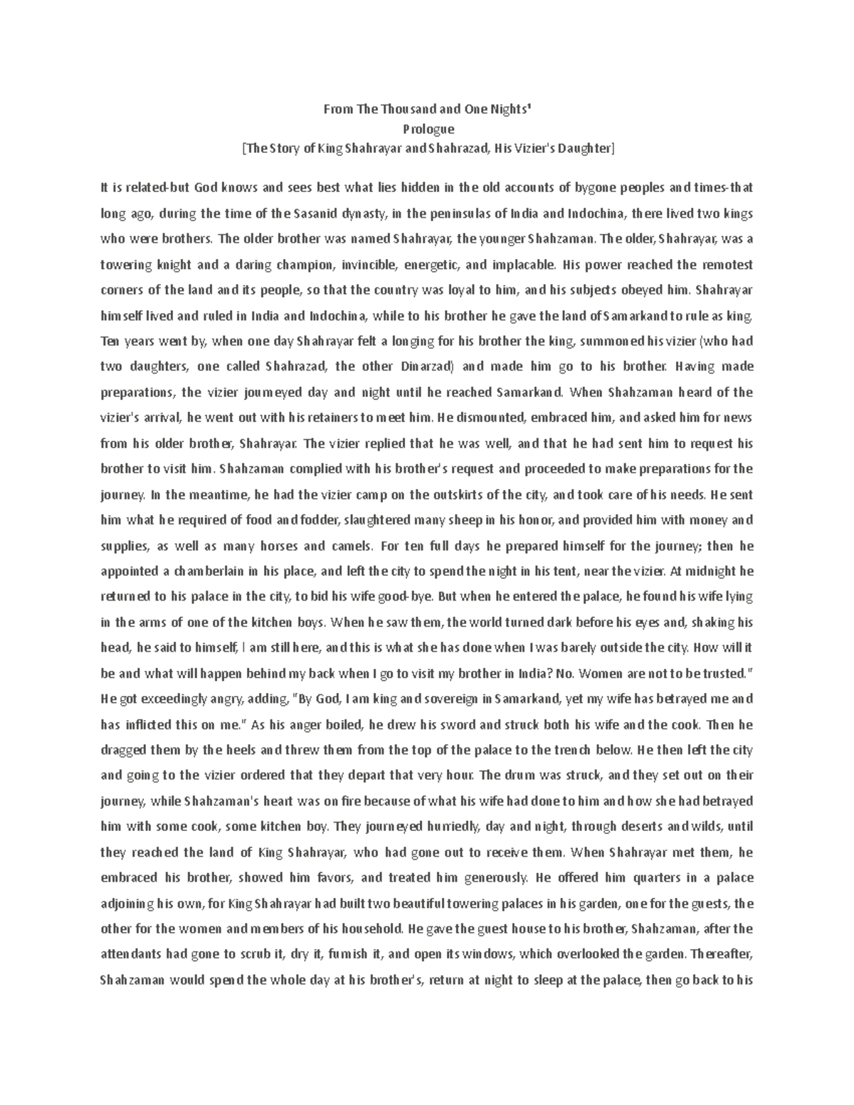 The Tale of King Shahrayar and Shahrazad: A Journey of Betrayal and ...