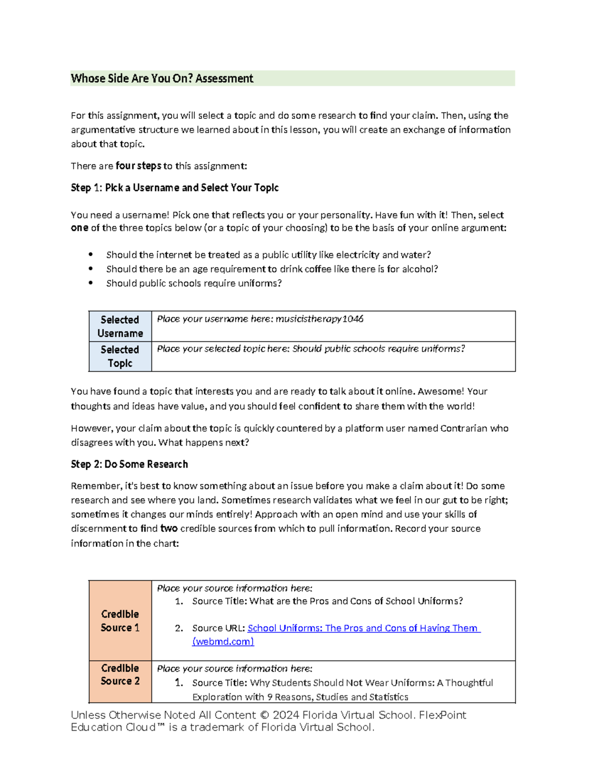 Whose Side Are You On Activity - Whose Side Are You On? Assessment For ...