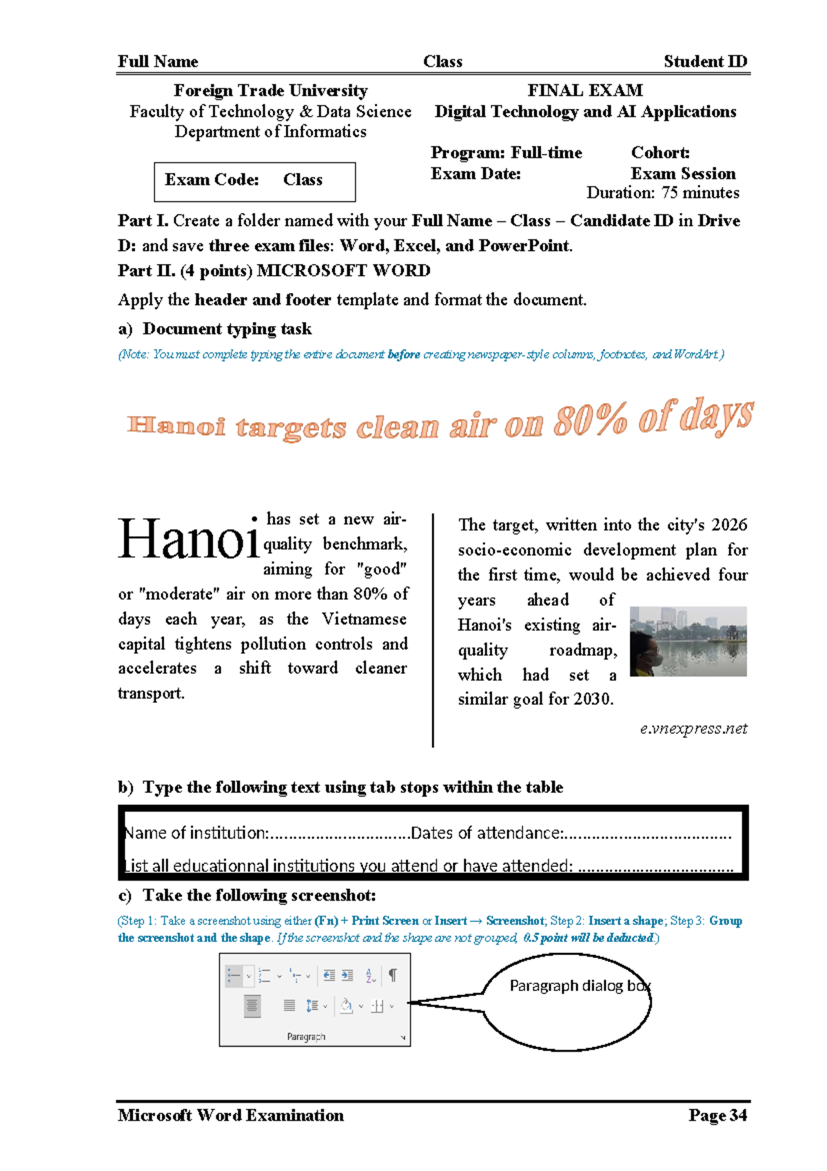 Sample Exam Notes: Data Science Dept. Final Exam - Digital Tech & AI ...