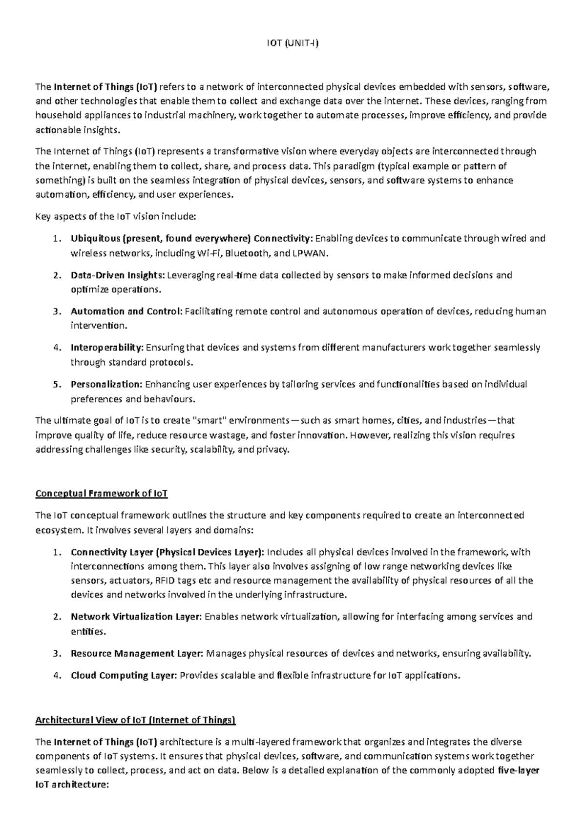 Introduction to Iot - ghjk - UNIT-I: Internet of Things (IoT) Question ...