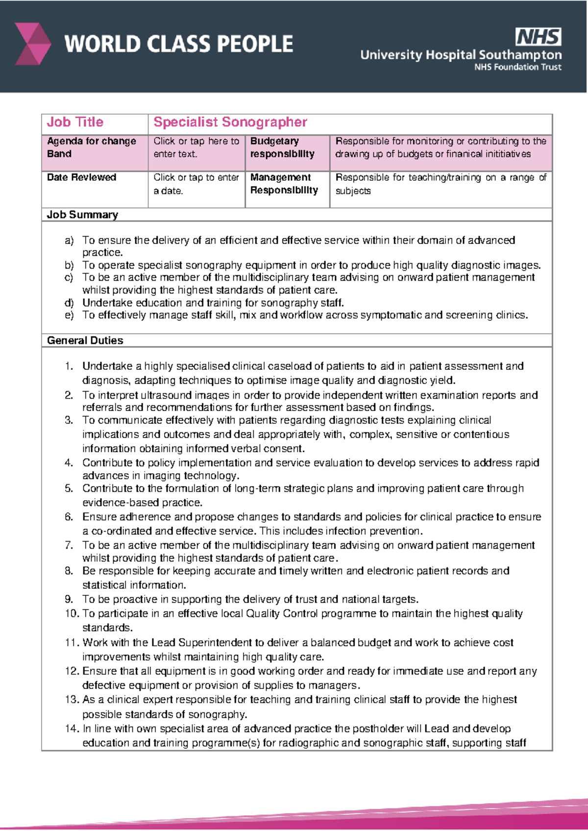 188-CL250725 Job Description: Specialist Sonographer Role Overview ...