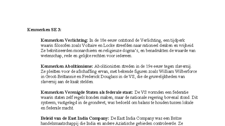 Gs Se3 - Geschiedenis SE 3 Vavo Havo Samenvatting van Kenmerken en ...