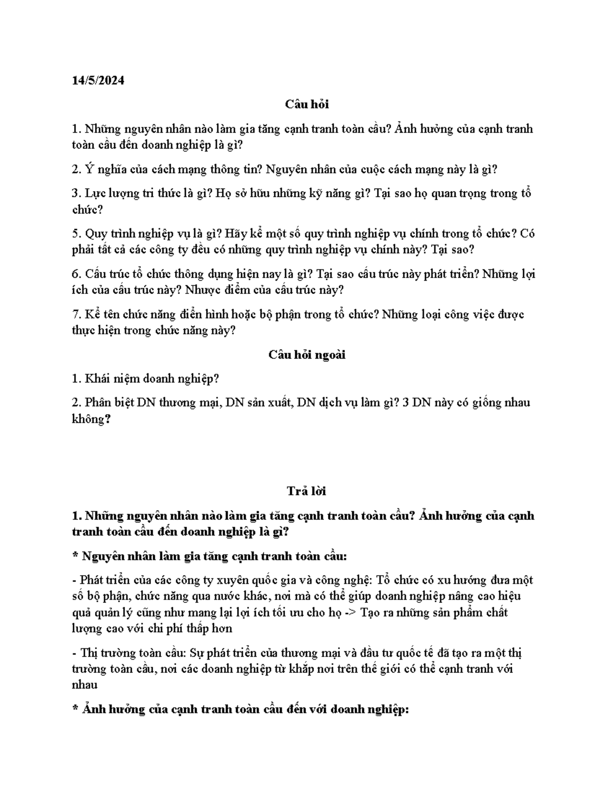 Nguyễn Thùy Trang - fhfhfhf - 14/5/ Câu hỏi 1. Những nguyên nhân nào ...