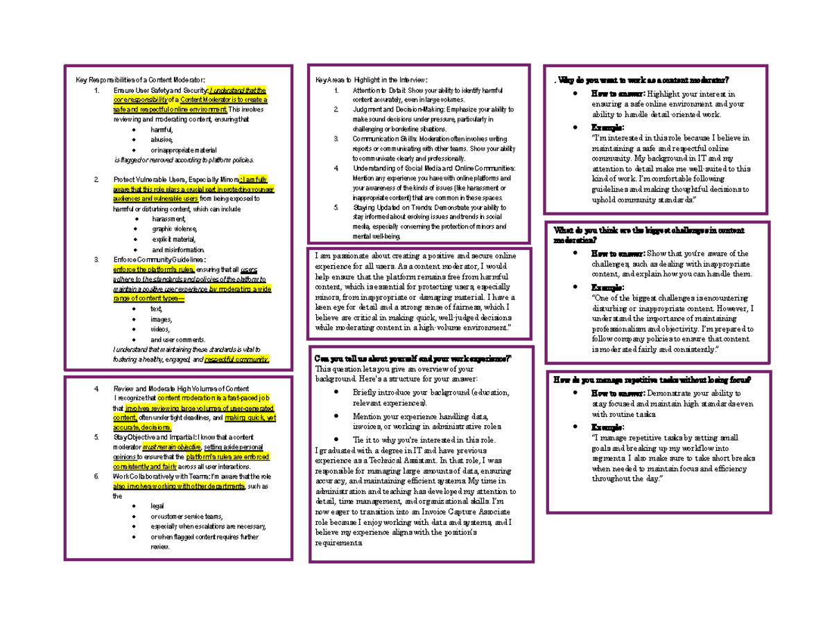 Key Responsibilities of a Content Moderator: Insights & Skills - Studocu