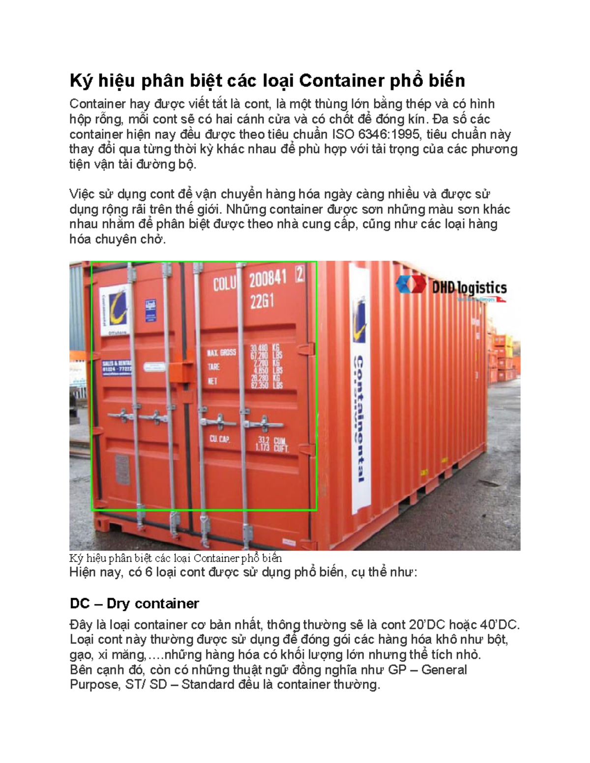 Ký hiệu phân biệt các loại Container phổ biến 1 - Ký hiệu phân biệt các loại Container phổ biến ...