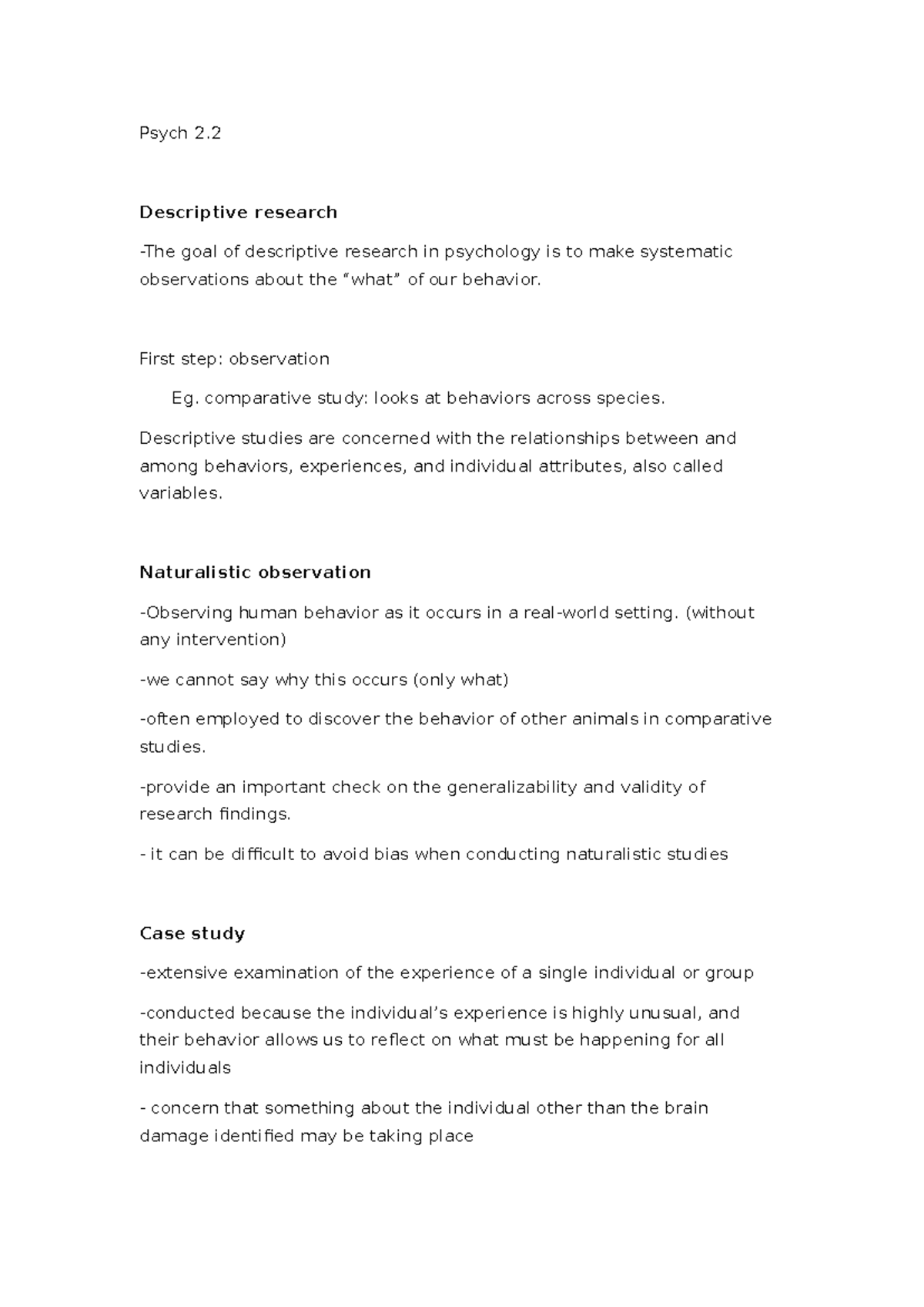 Psych 2.2 & 2 - Descriptive and Experimental Research in Psychology ...