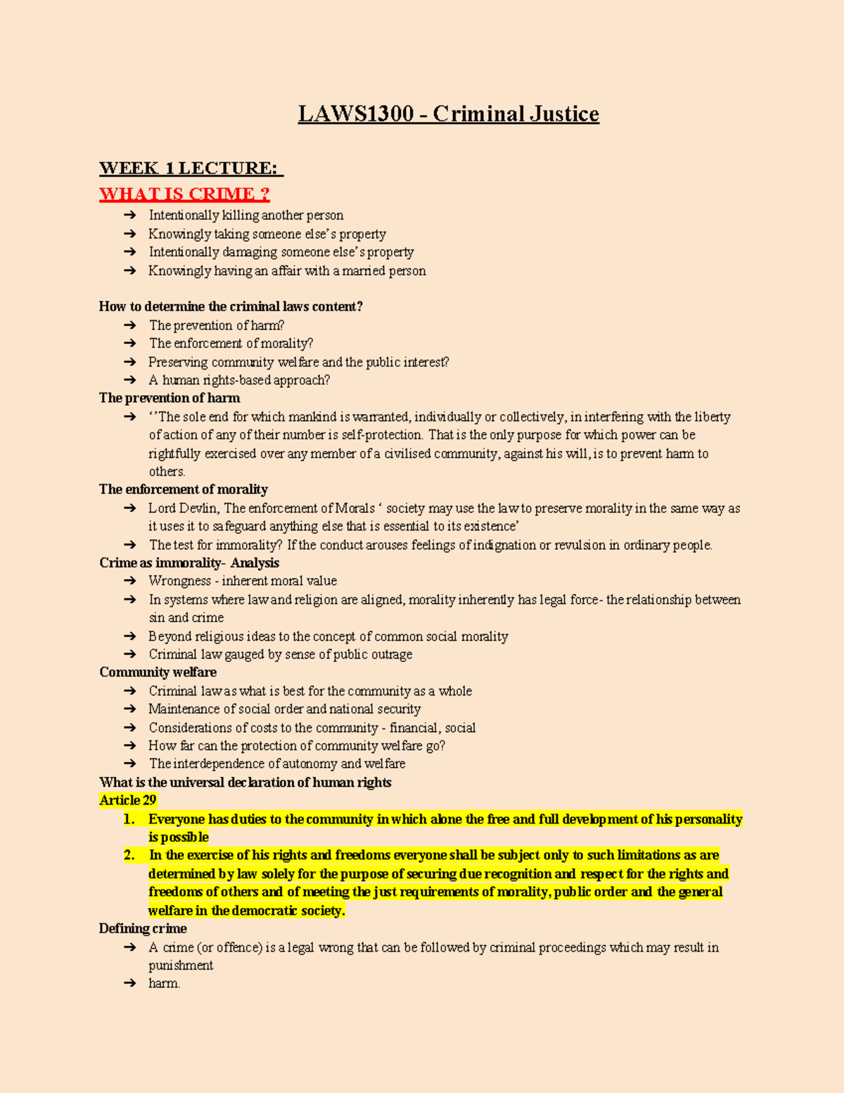 LAWS1300 Criminal Justice WEEK 1 LECTURE: Understanding Crime and Its ...