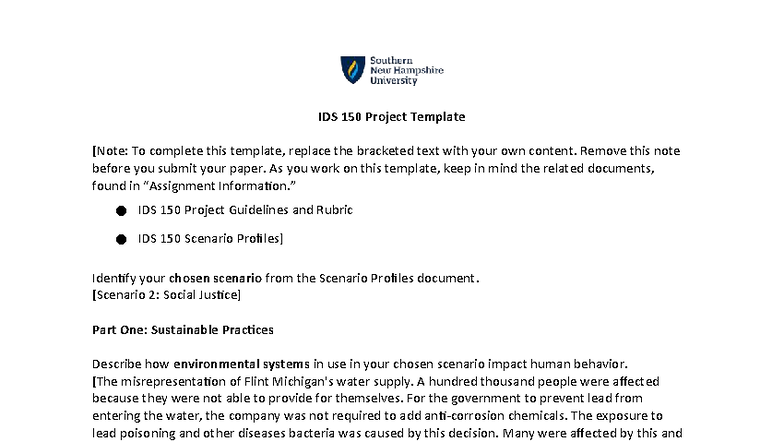 IDS 150 Project Draft One: Social Justice & Sustainable Practices - Studocu