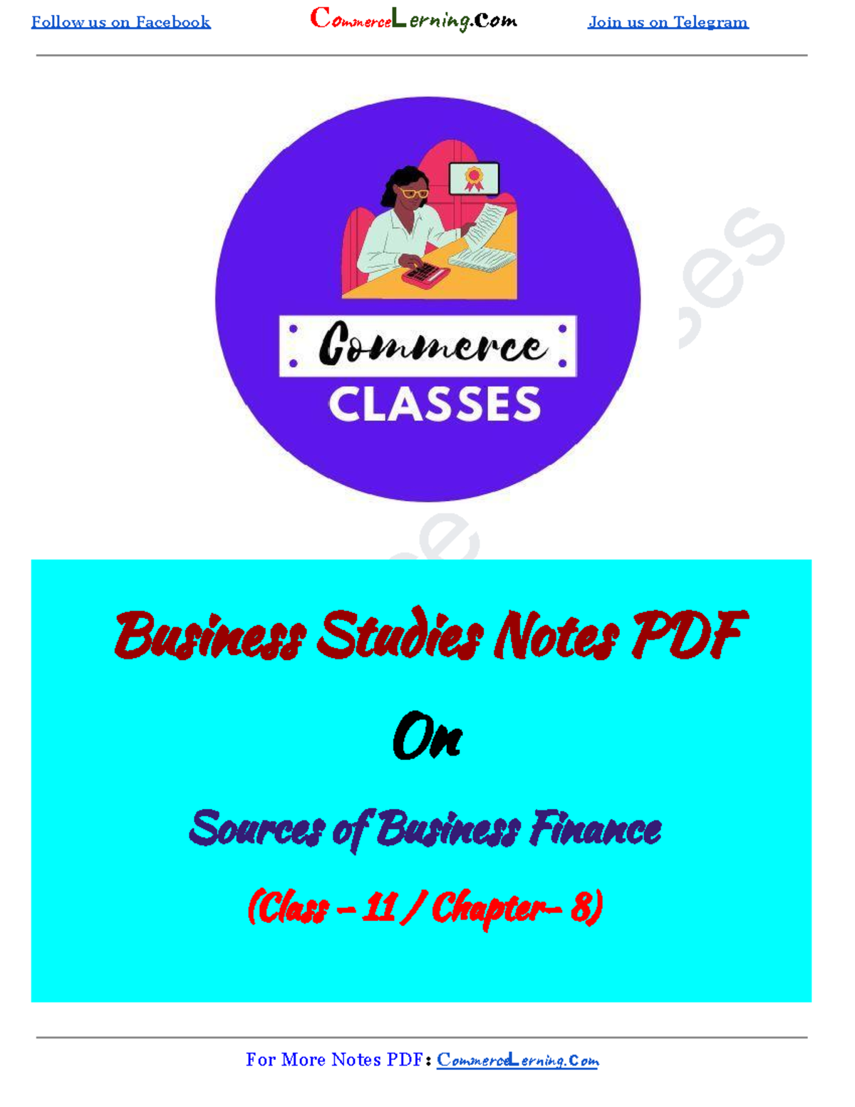 Business Studies Notes PDF Class 11 Chapter 8 - Commerce Classes ...