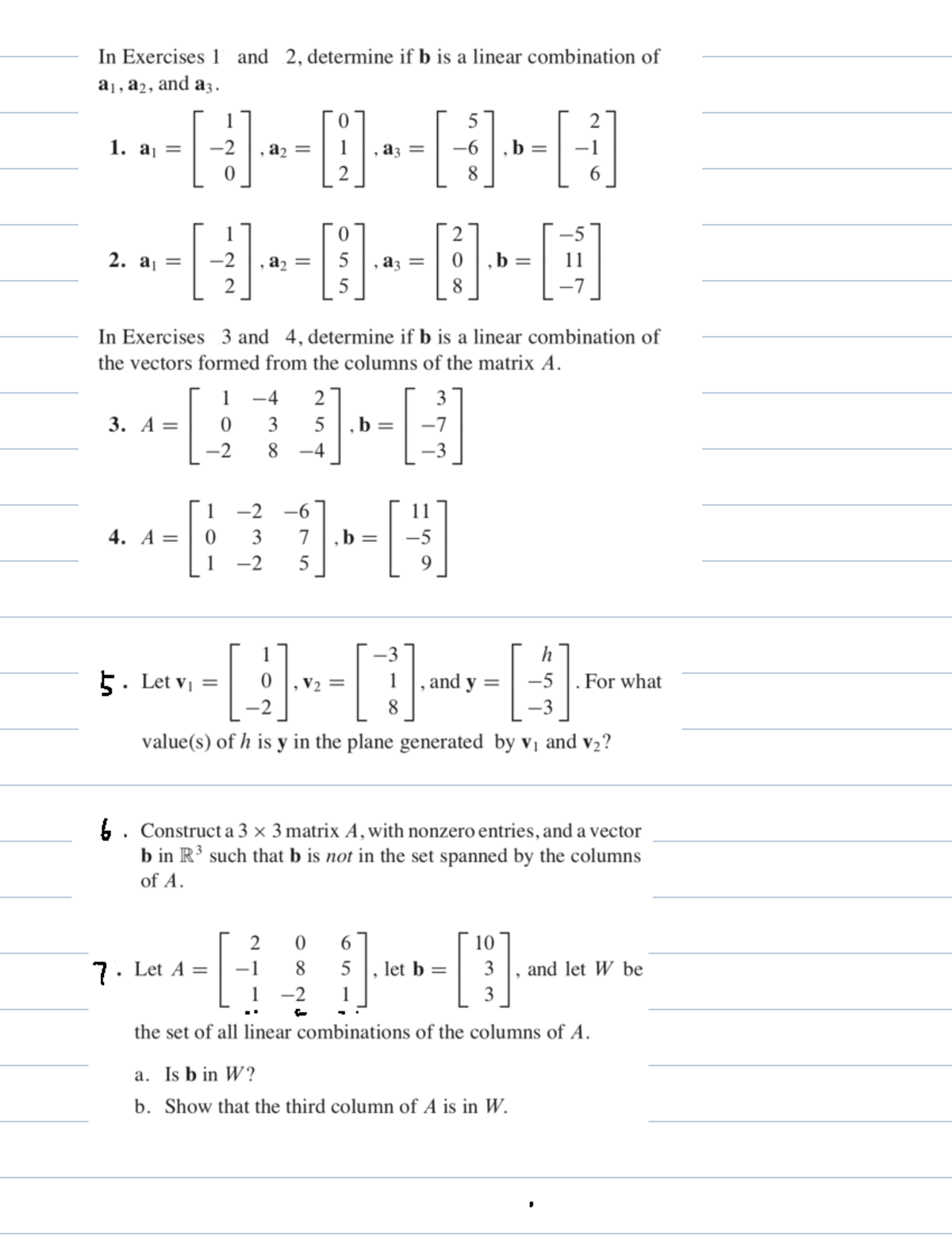 Hw 3 - Linear Combinations and Vector Spaces Analysis - Studocu