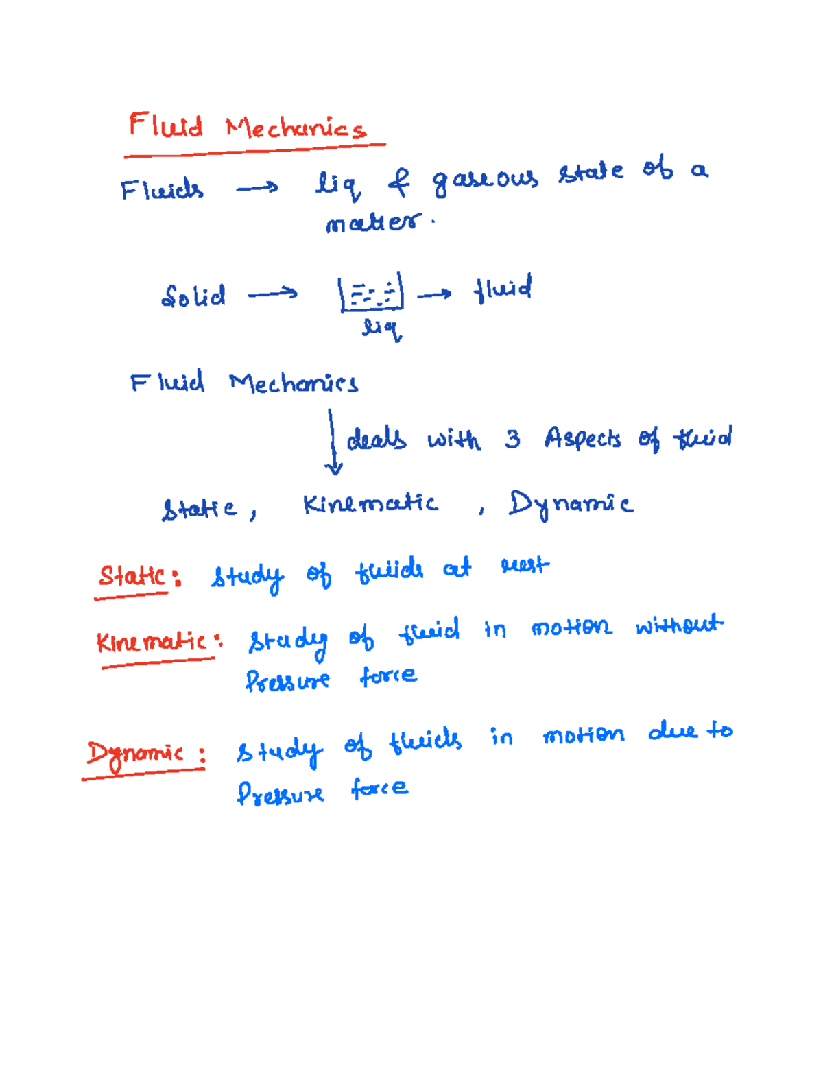Fluid Mechanics - Key Concepts and Short Notes (Course Code: FM101 ...