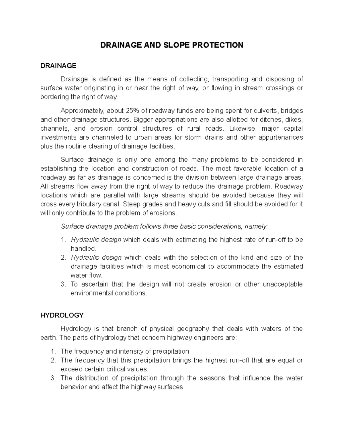 Drainage and Slope Protection: Guidelines for Effective Design and ...