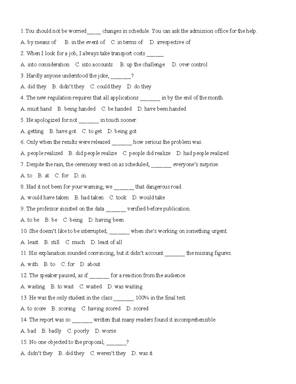 Grammar 2 - Practice Exercises for Grammar Mastery - Studocu