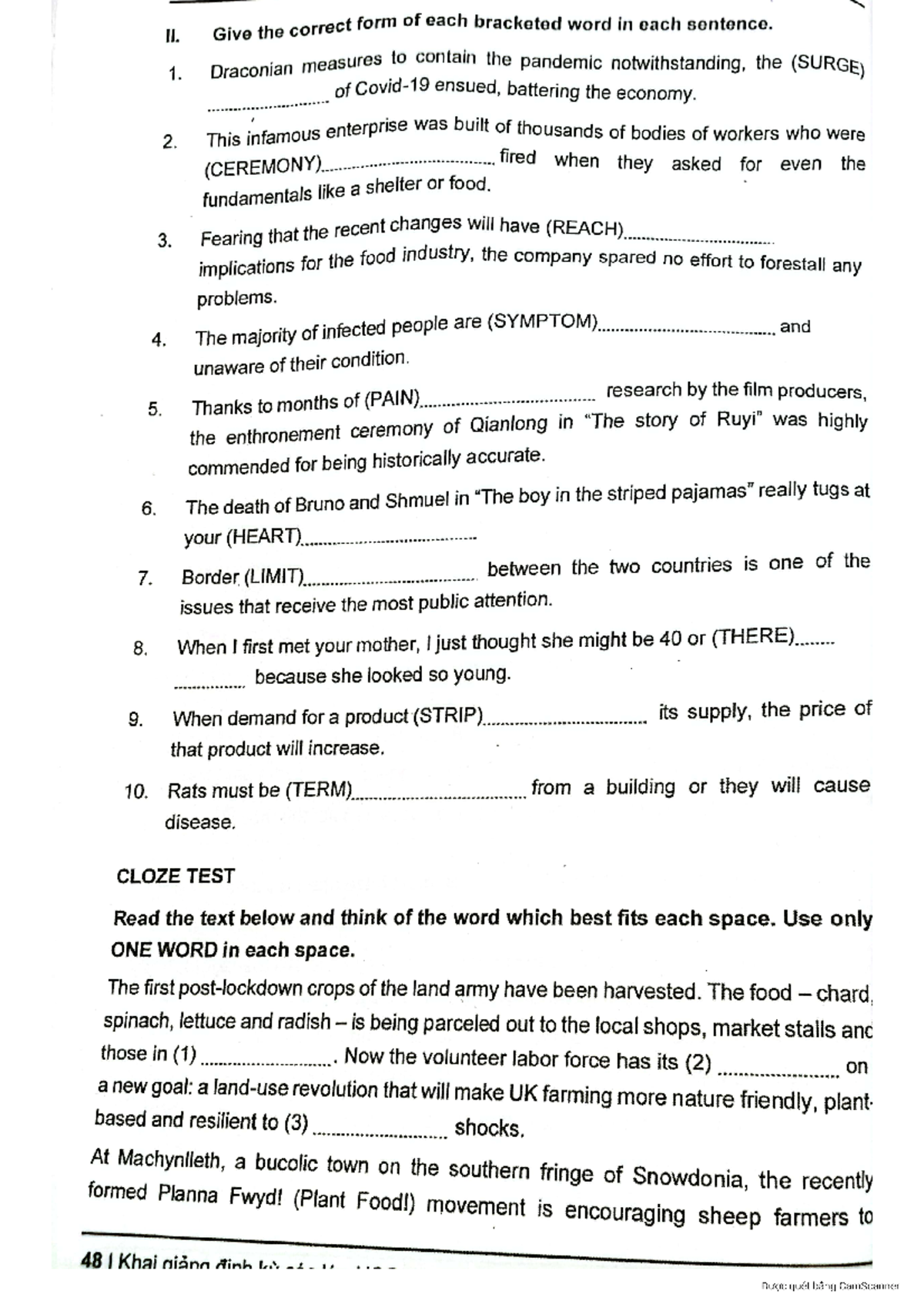 CLOZE TEST Exercises for Academic Completion in English (HSG A1, A2, B1 ...