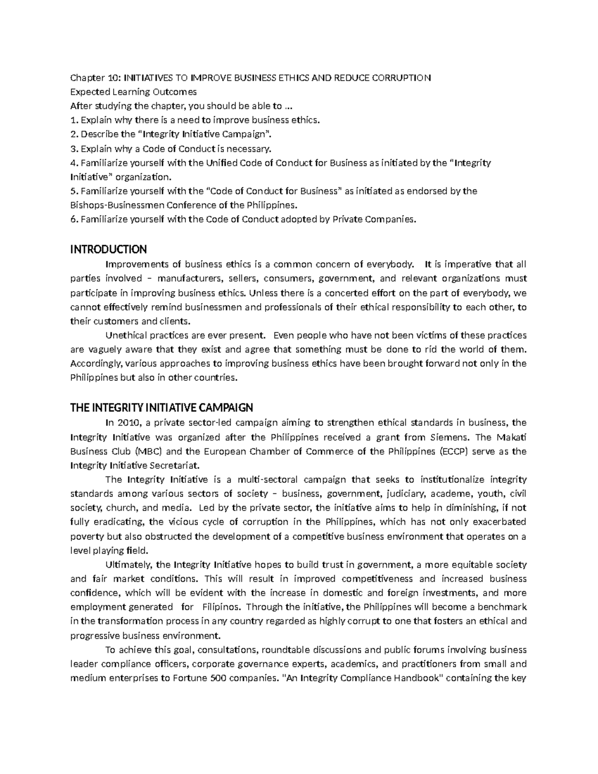 Chapter 10: Enhancing Business Ethics & Combating Corruption ...