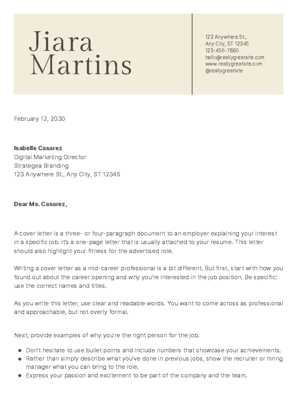 Cover Letter Doc in Pastel Yellow Dark Brown Simple Style - Febuay 12 ...