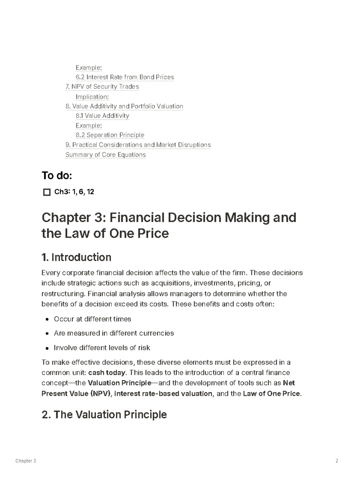 Chapter 3: Financial Decision Making & Valuation Principles (FIN 101 ...