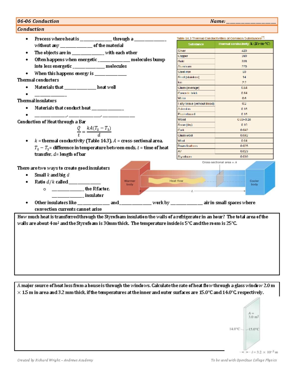 Physics 06-06 Final Exam Notes on Heat Conduction - Studocu
