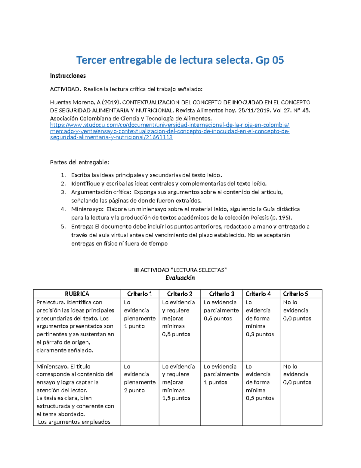 Tercer Entregable de Lectura Selecta - Gp 05: Análisis Crítico y ...