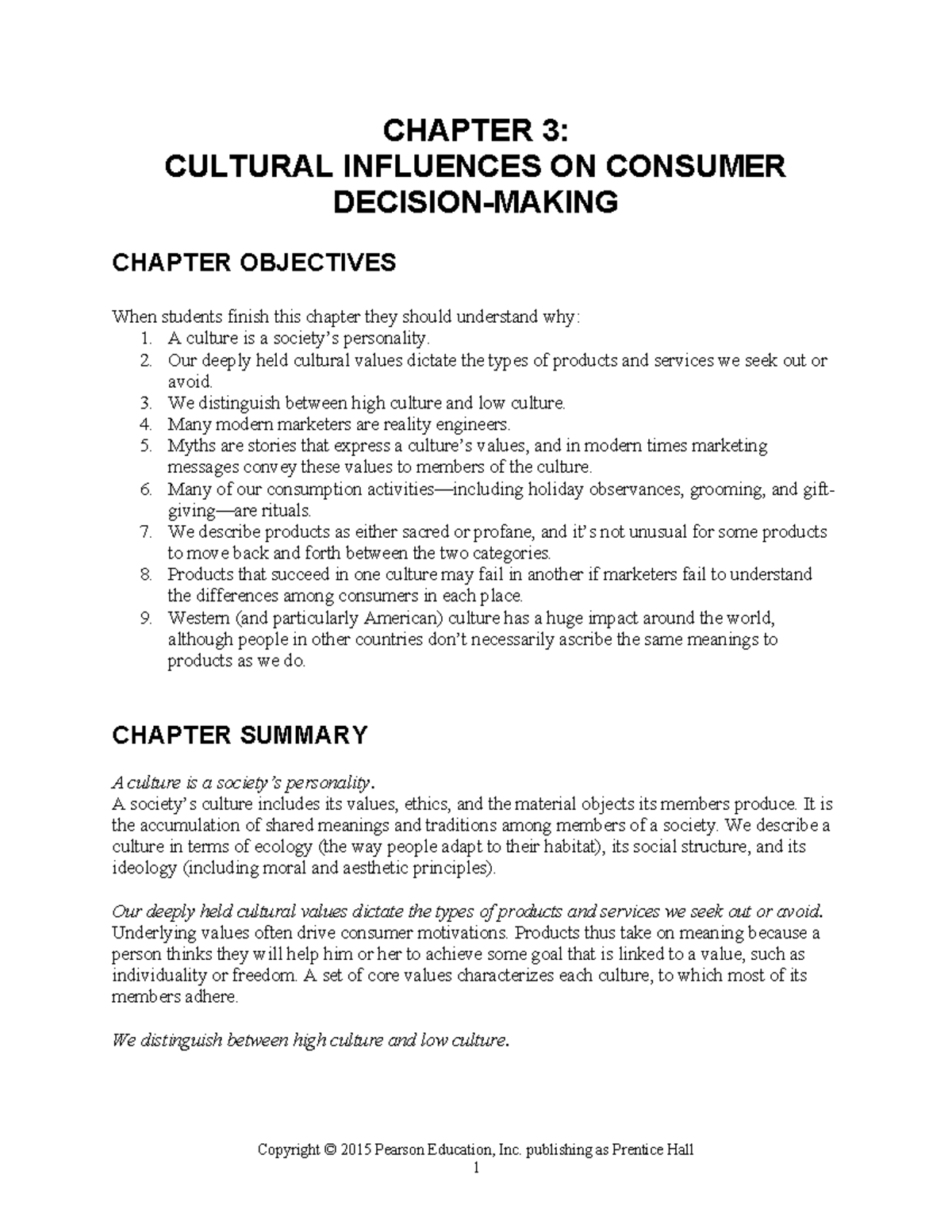 Cultural Influences on Consumer Behavior: Chapter 3 Insights (CB11) - Studocu
