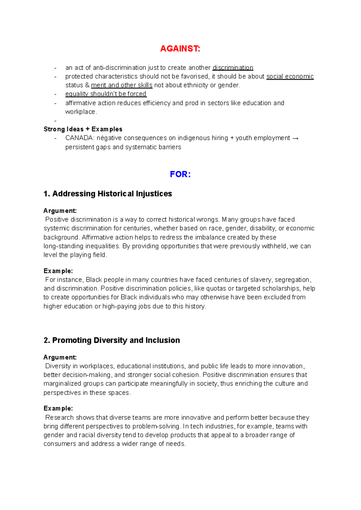 Positive Discrimination: A Case for Affirmative Action in Society - Studocu