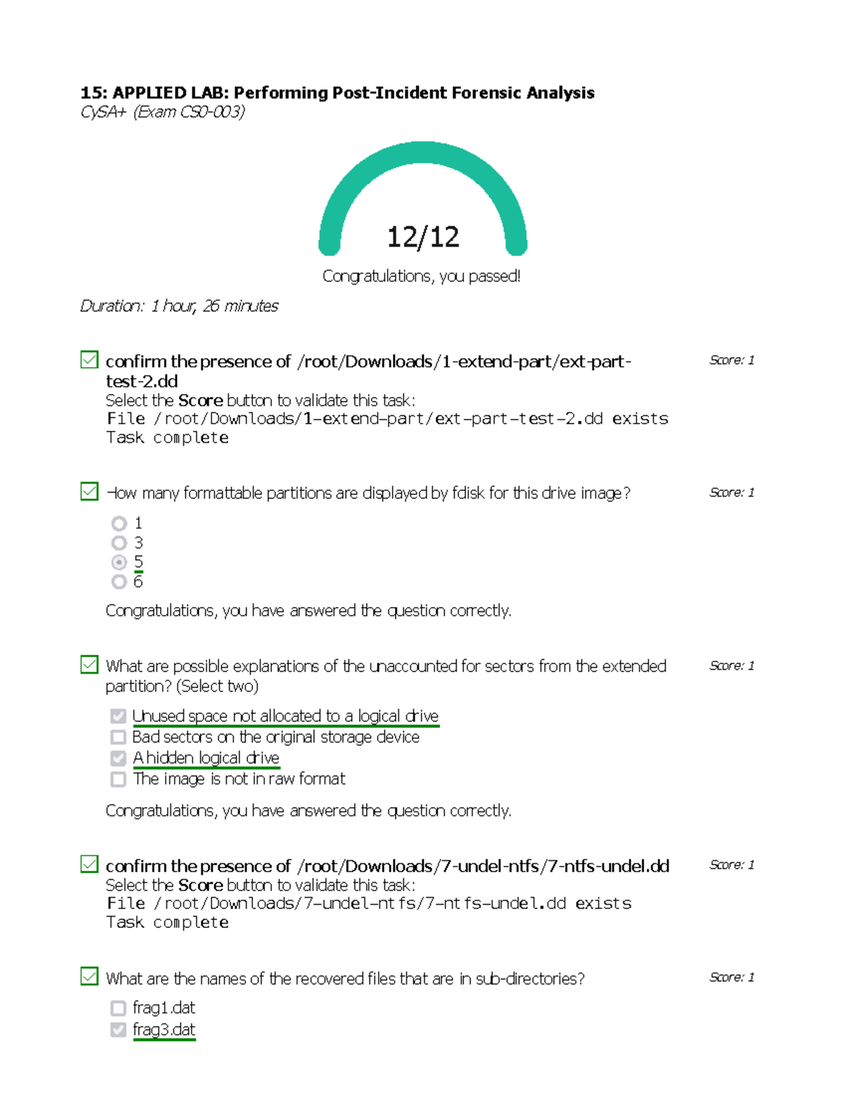 CySA+ Exam CS0-003: Applied Lab in Post-Incident Forensic Analysis - Studocu